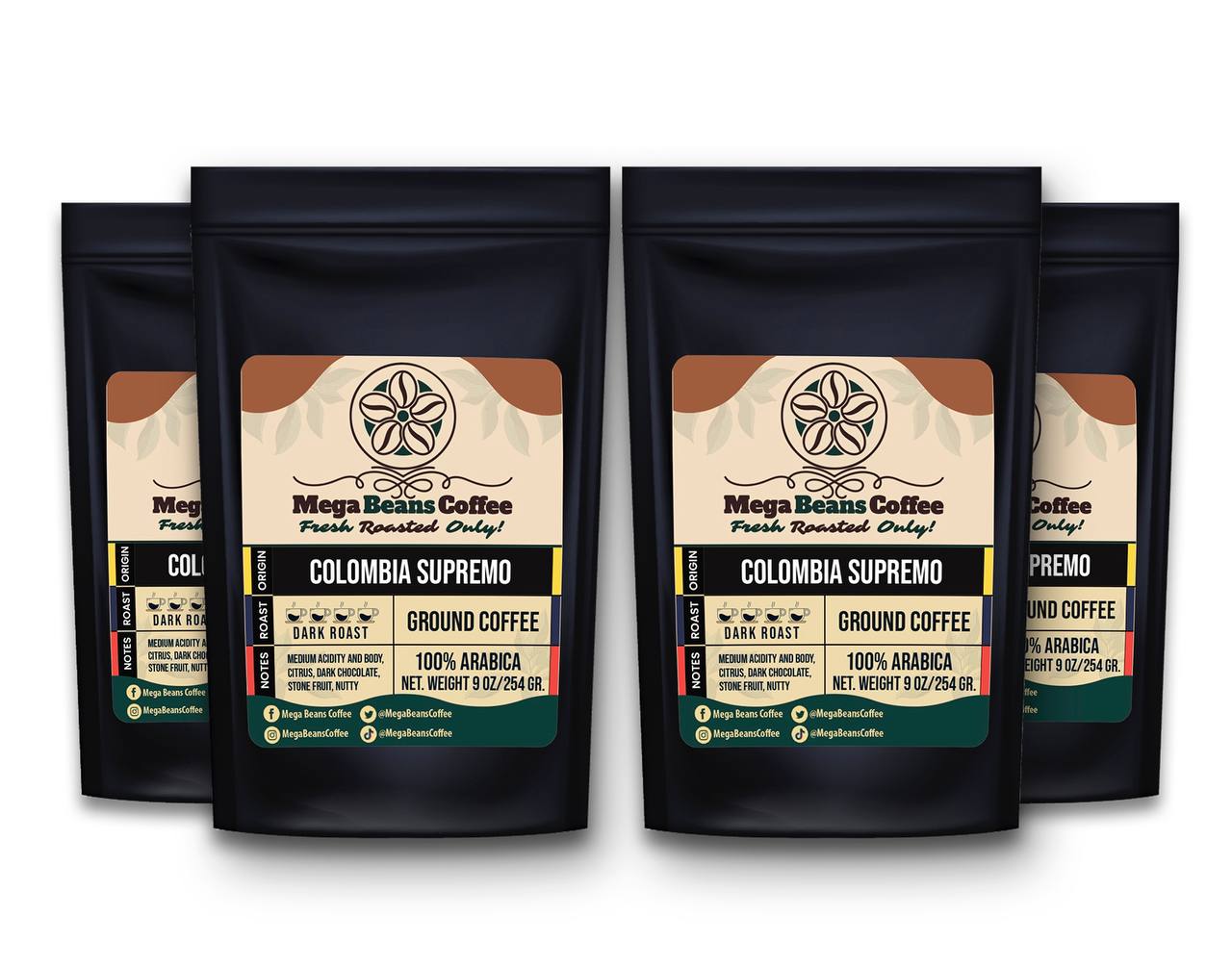 Dark roast Colombia Supremo – Mega Beans Coffee